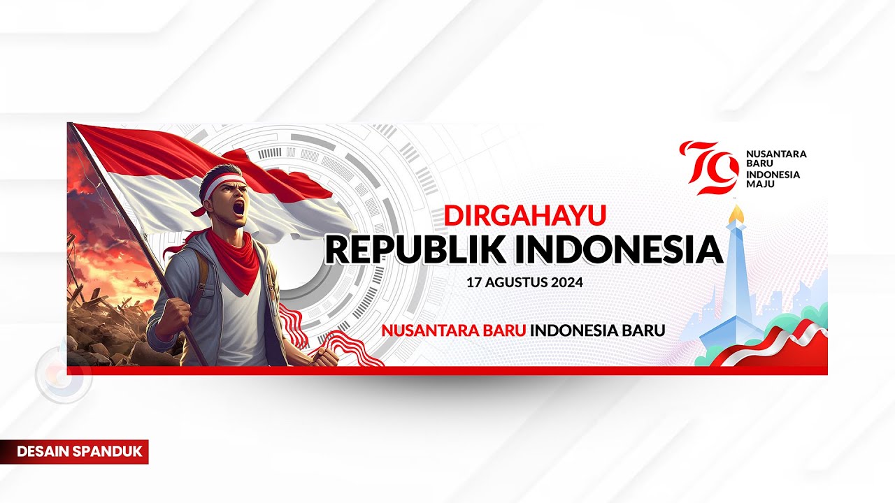 Cara desain spanduk di photoshop | HUT RI ke 79 - YouTube