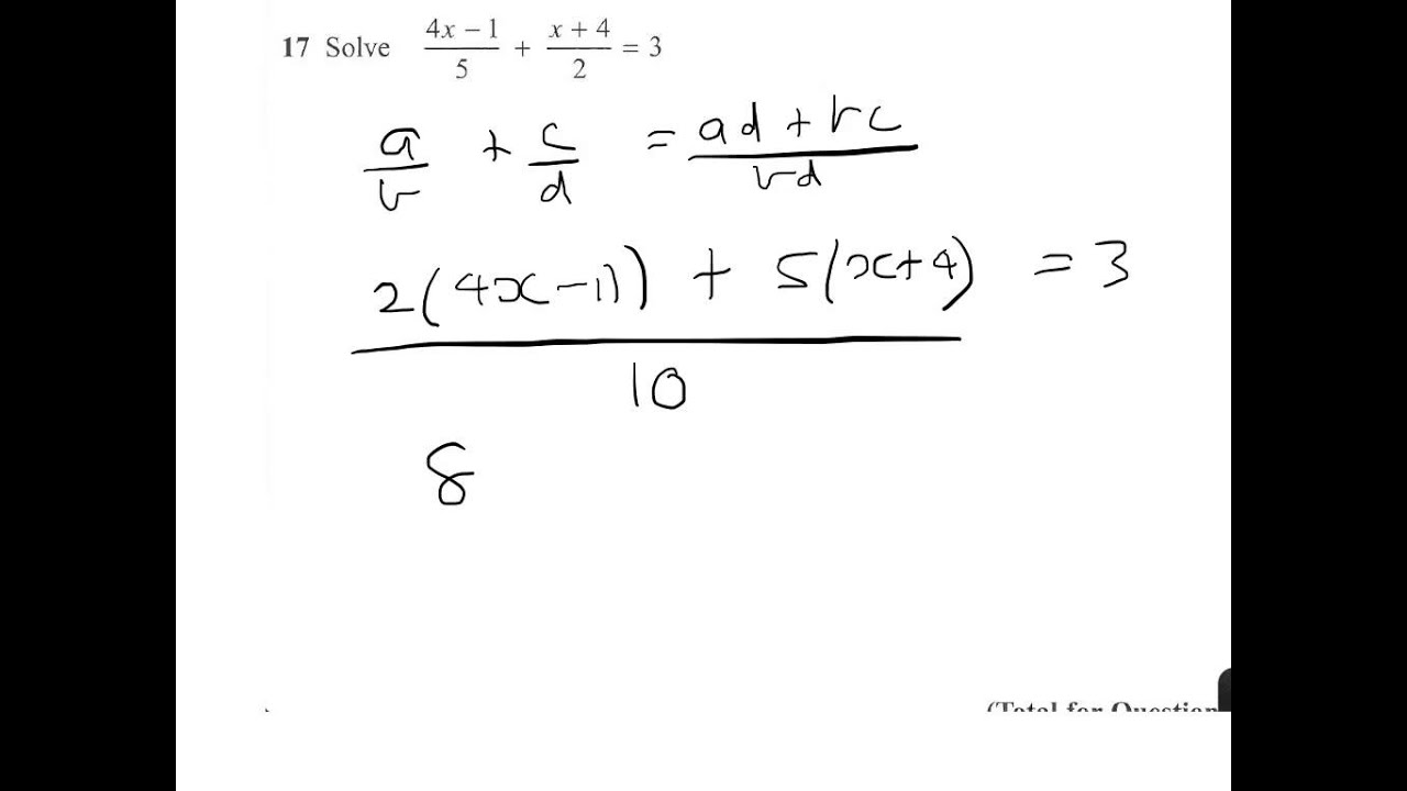 Q17 equations with fractions - YouTube