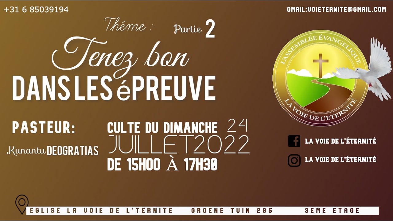 Tenez bon dans les épreuve. | partie 2 | Pasteur: Kunantu Deogratias ...