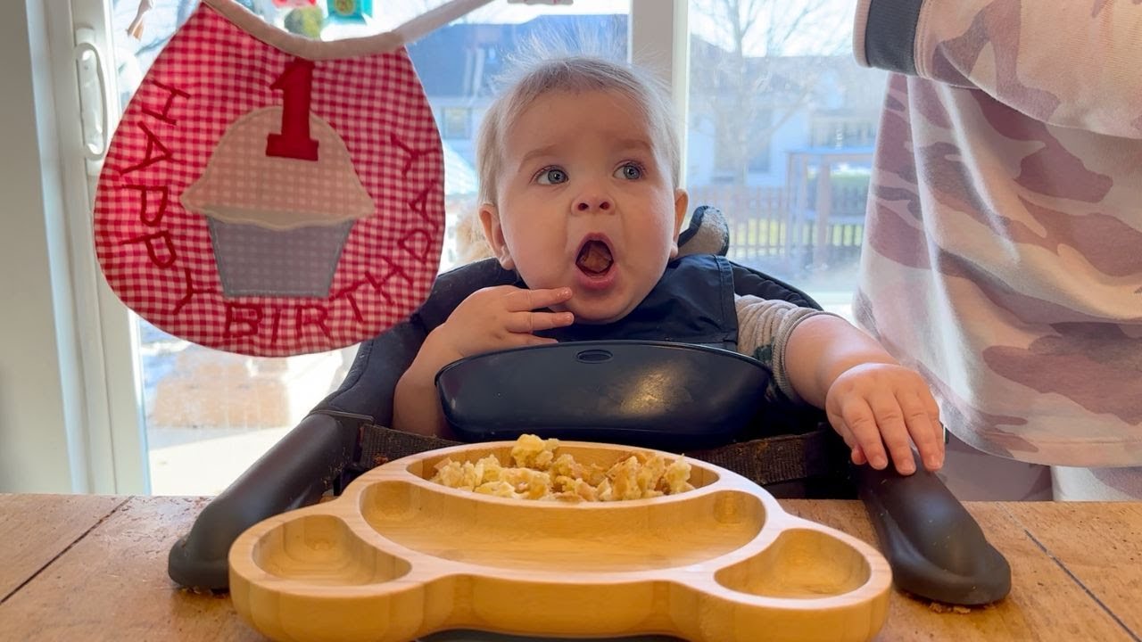 1 Year Old Tries Belgian Waffles! (Happy Birthday Archie!) - YouTube