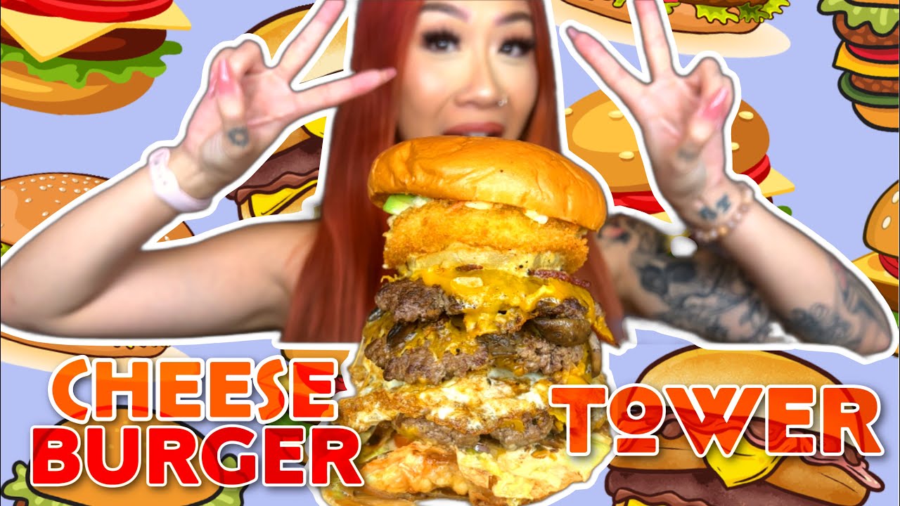 CHEESEBURGER TOWER ASMR MUKBANG EATING SHOW - YouTube