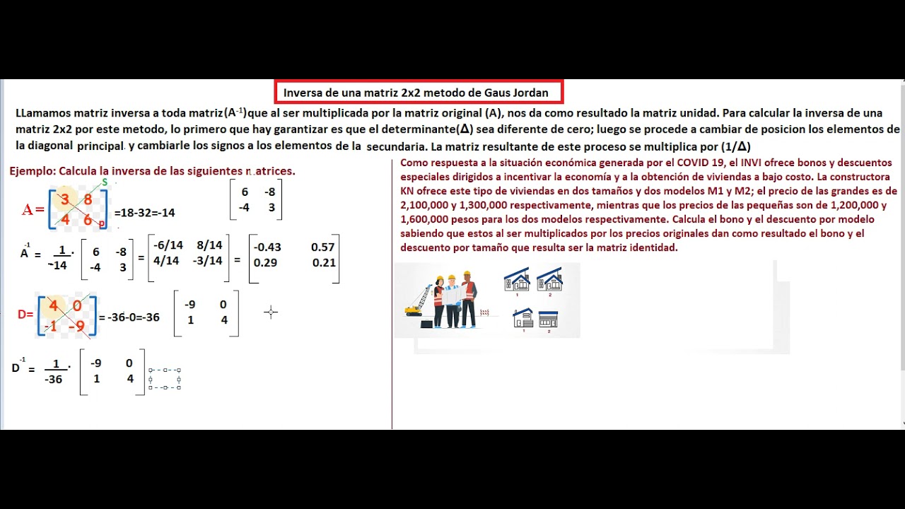 inversa de una matriz 2x2 por Gauss Jordan - YouTube