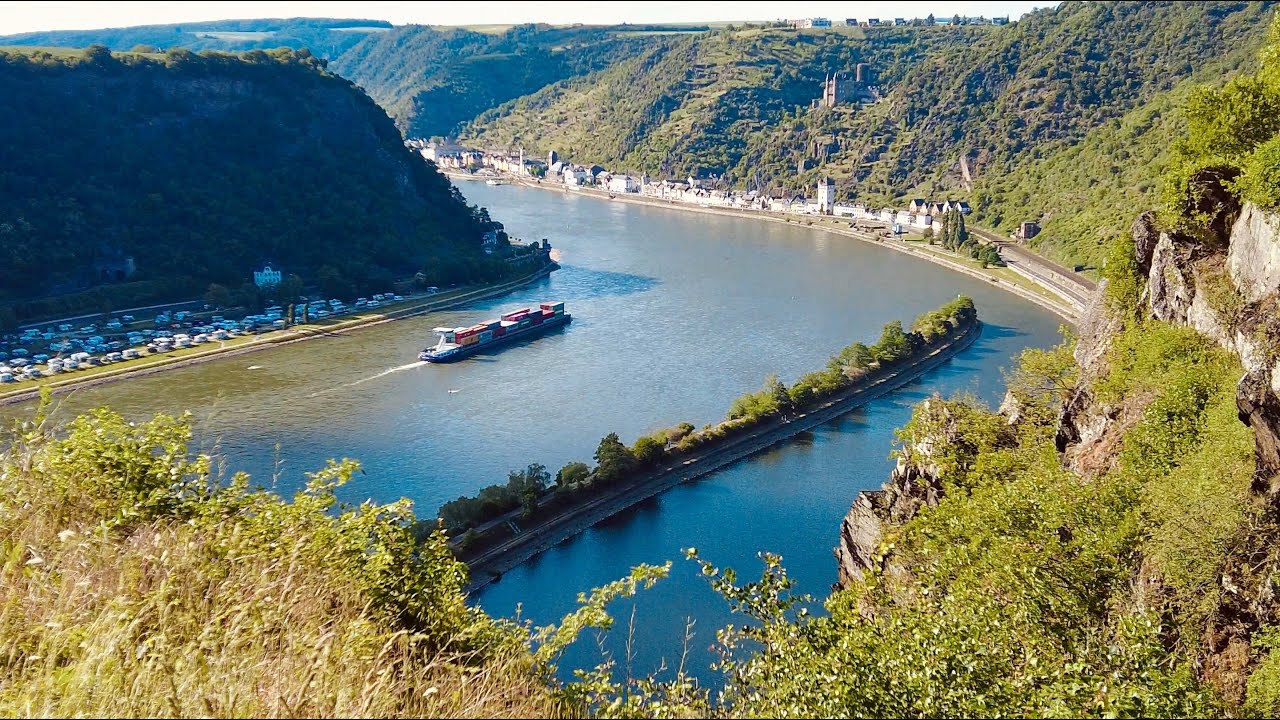 4K Loreley am Rhein walking tour 2022 - the Lorelei Rock on the Rhine ...