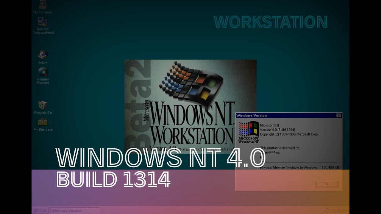 Windows NT 4.0 Build 1314 - YouTube