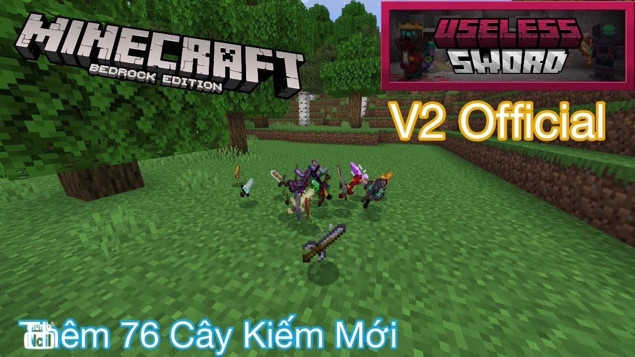 Useless Sword V2 Addon for Minecraft Bedrock - 76 Cây Kiếm Mới!! - YouTube