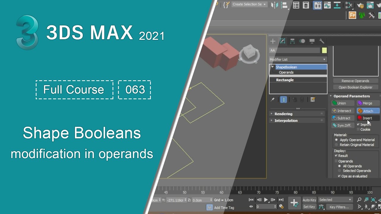063 -تفاصيل اكثر في البوليان | دورة الماكس - Shape Booleans - operands ...
