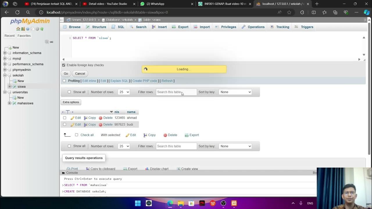 Cara Buat DATABASE Tabel dan isinya menggunakan XAMPP - YouTube