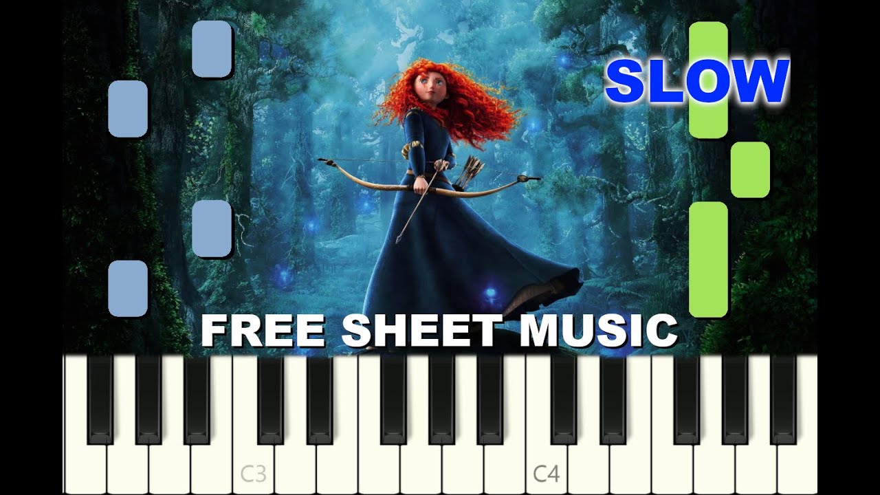 SLOW piano tutorial "LEARN ME RIGHT" from BRAVE, Pixar, free sheet ...