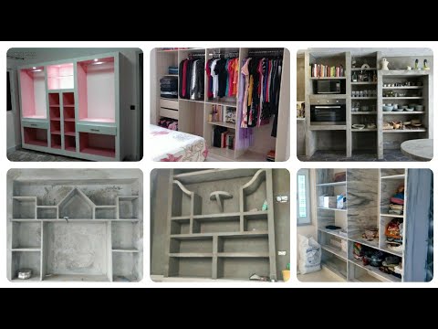 Cement wardrobe design ideas/cemented almirah design/cement TV unit ...