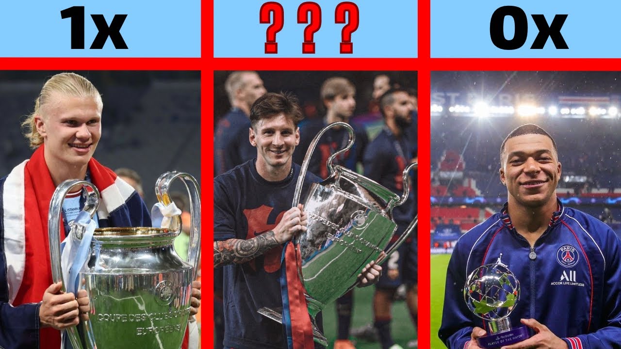 Football players and the numbers of UCL cups they won - YouTube