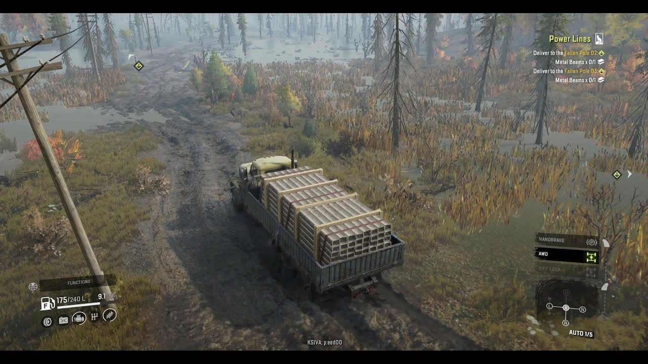 Snow Runner - Power Lines - deliver metal beams to the fallen pole ...