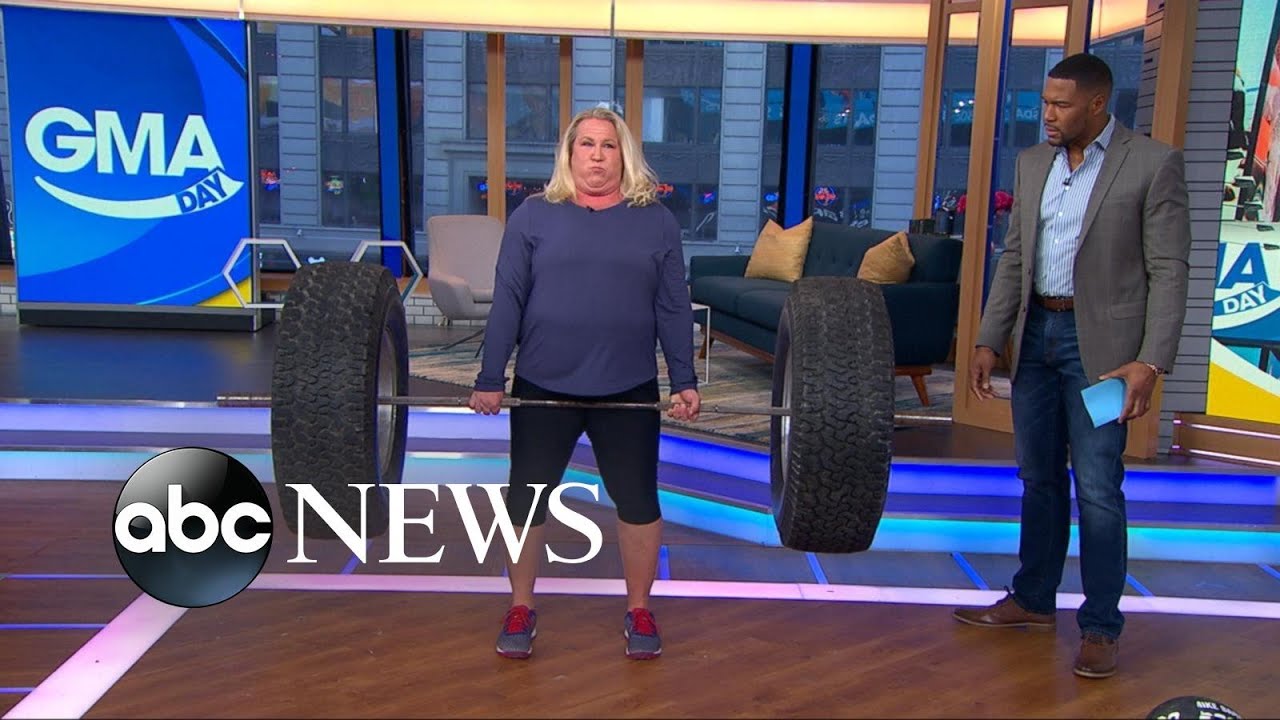 America's strongest mom, Kristin Rhodes, shows off her strength on GMA ...
