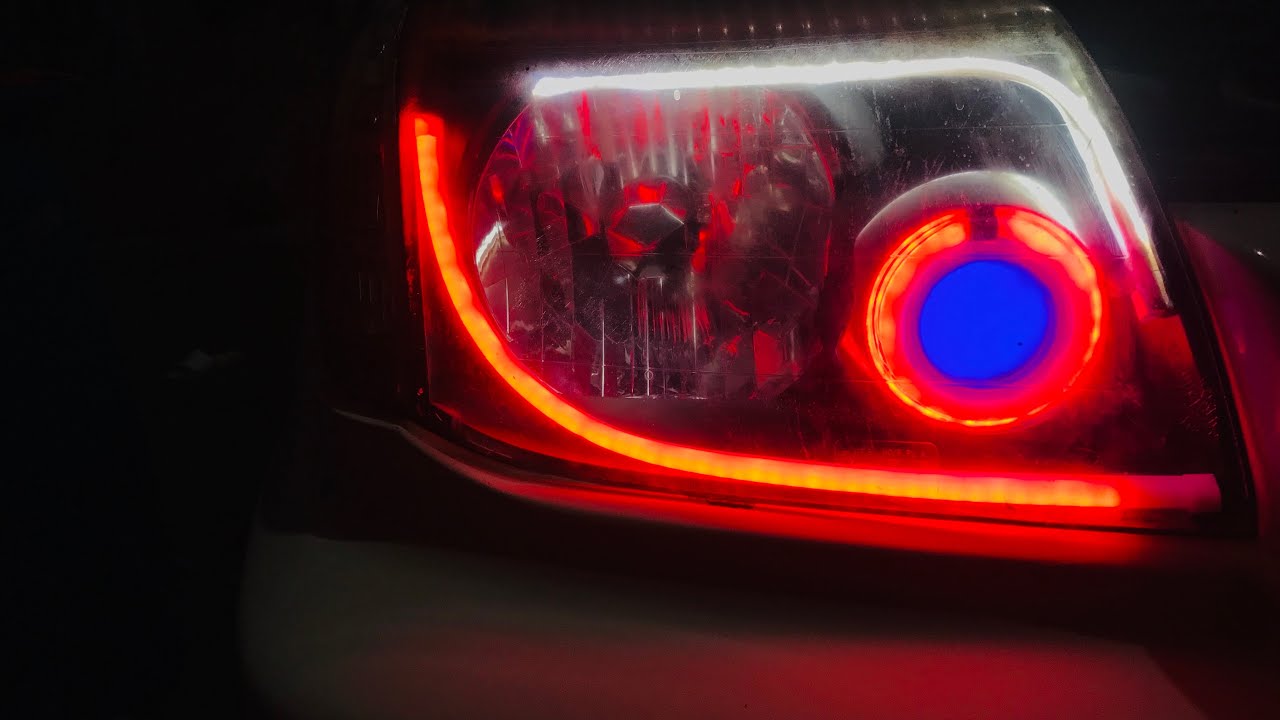 Styling Headlight(matte back w/ red LED eyeline) - YouTube