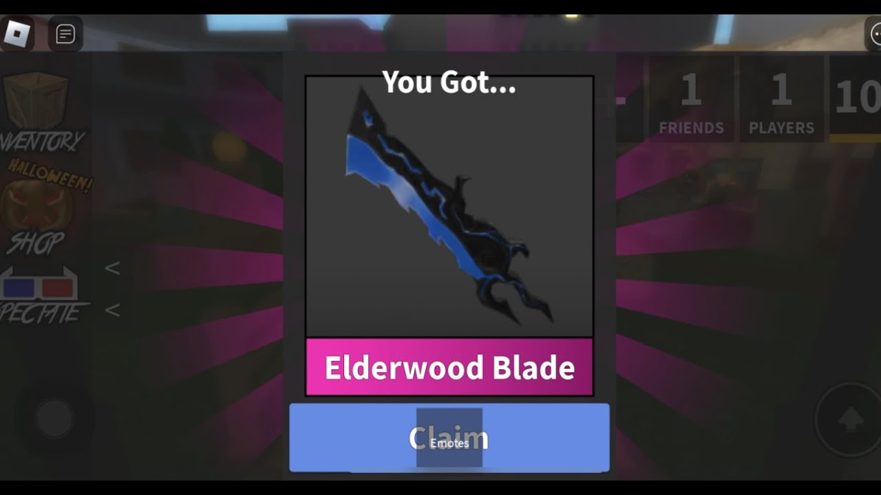Claiming Blue Elderwood Blade in MM2 - YouTube