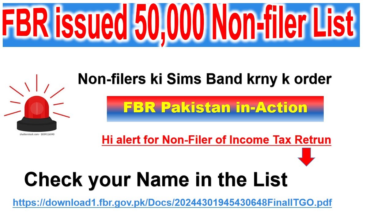 FBR issued order to block Sim of 50000 Non-filers for Tax year 2023 ...