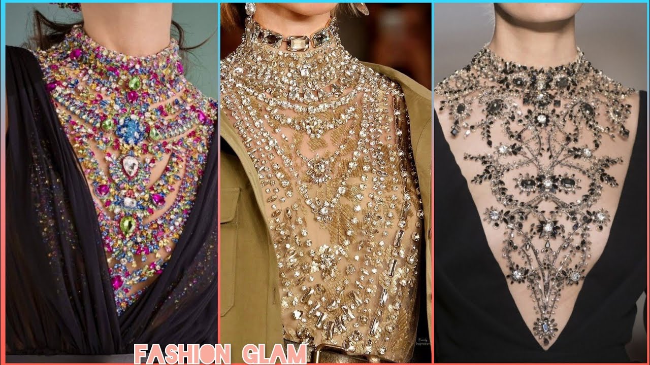 Top Designer Luxury Dresses Jewelled Neckline Designs/Jewelled Bodice ...