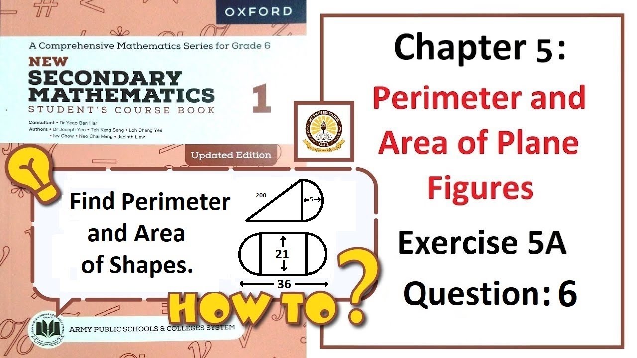 Exercise 5A Question 6 - (Area and Perimeter) – Math Class 6 Army ...