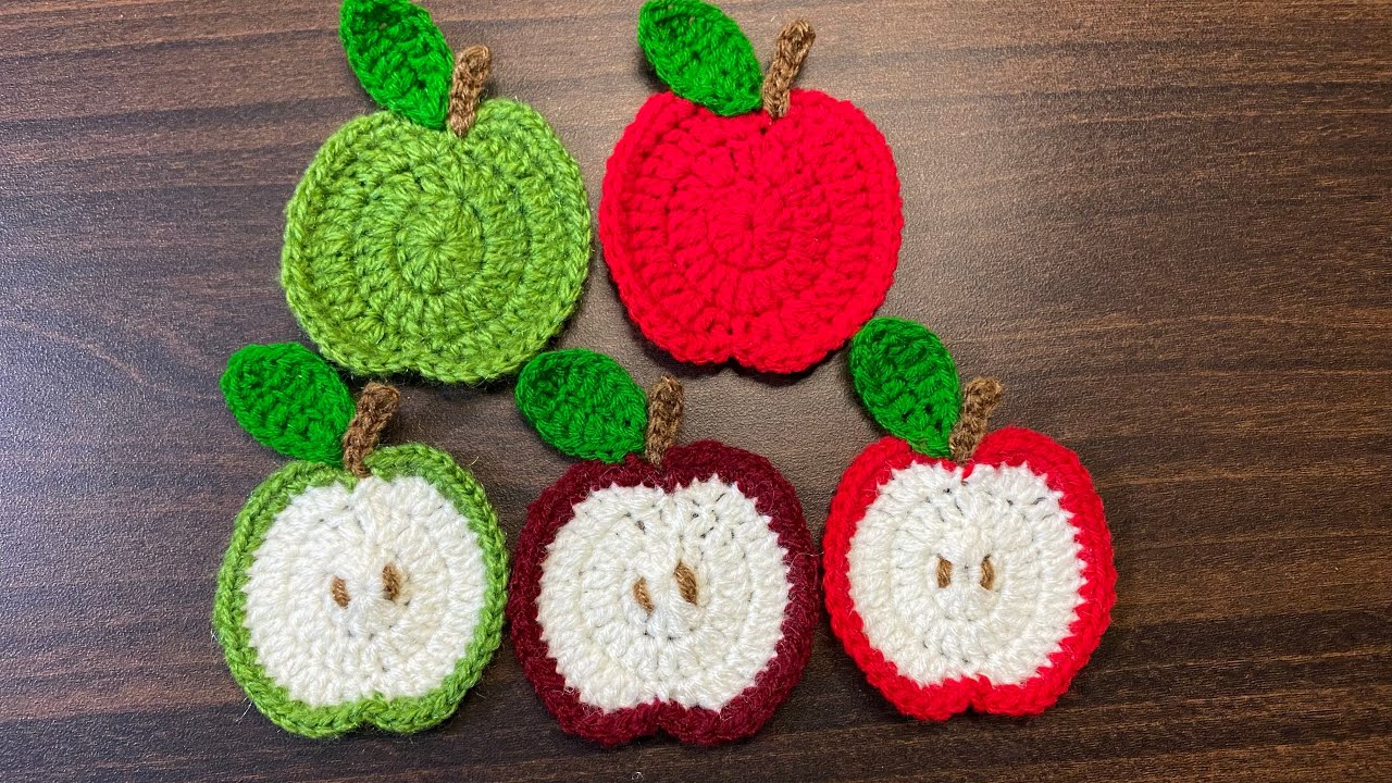 Crochet beautiful apples 🍎crochet fruits applique/ crochet applique ...
