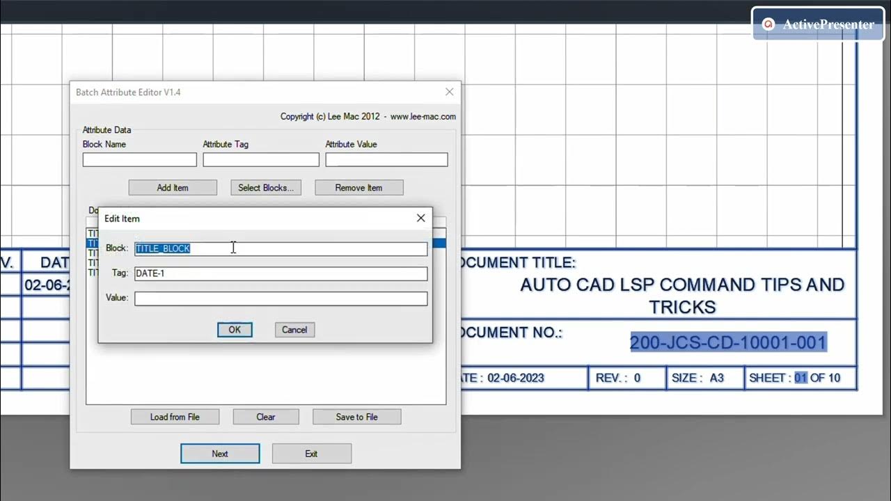 How To Use A BATTE Lisp File To Update Multiple Drawing Attributes In ...