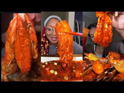 TIKTOK Mukbang Compilation | Seafood Boil, Enoki Mushroom, Lobster, King Crab & More 🦞🦀!