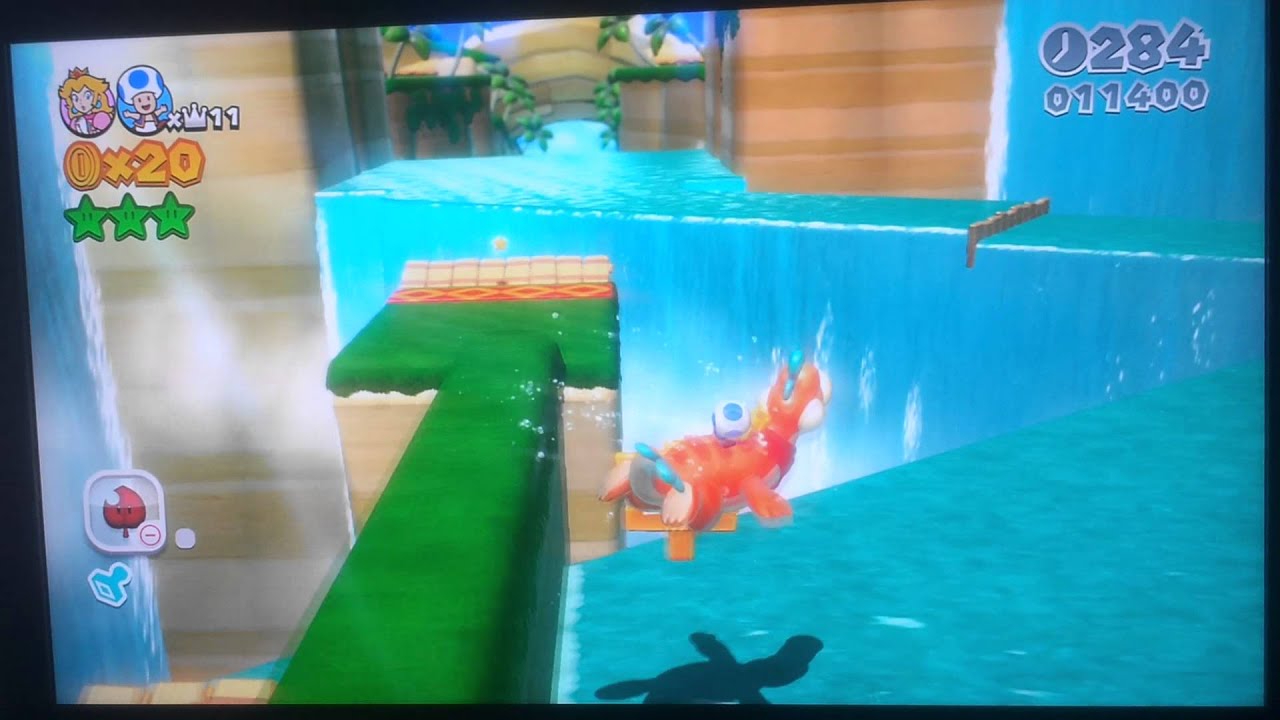 SM3DW - Plessie's Plunging Falls, the second green star and the stamp ...