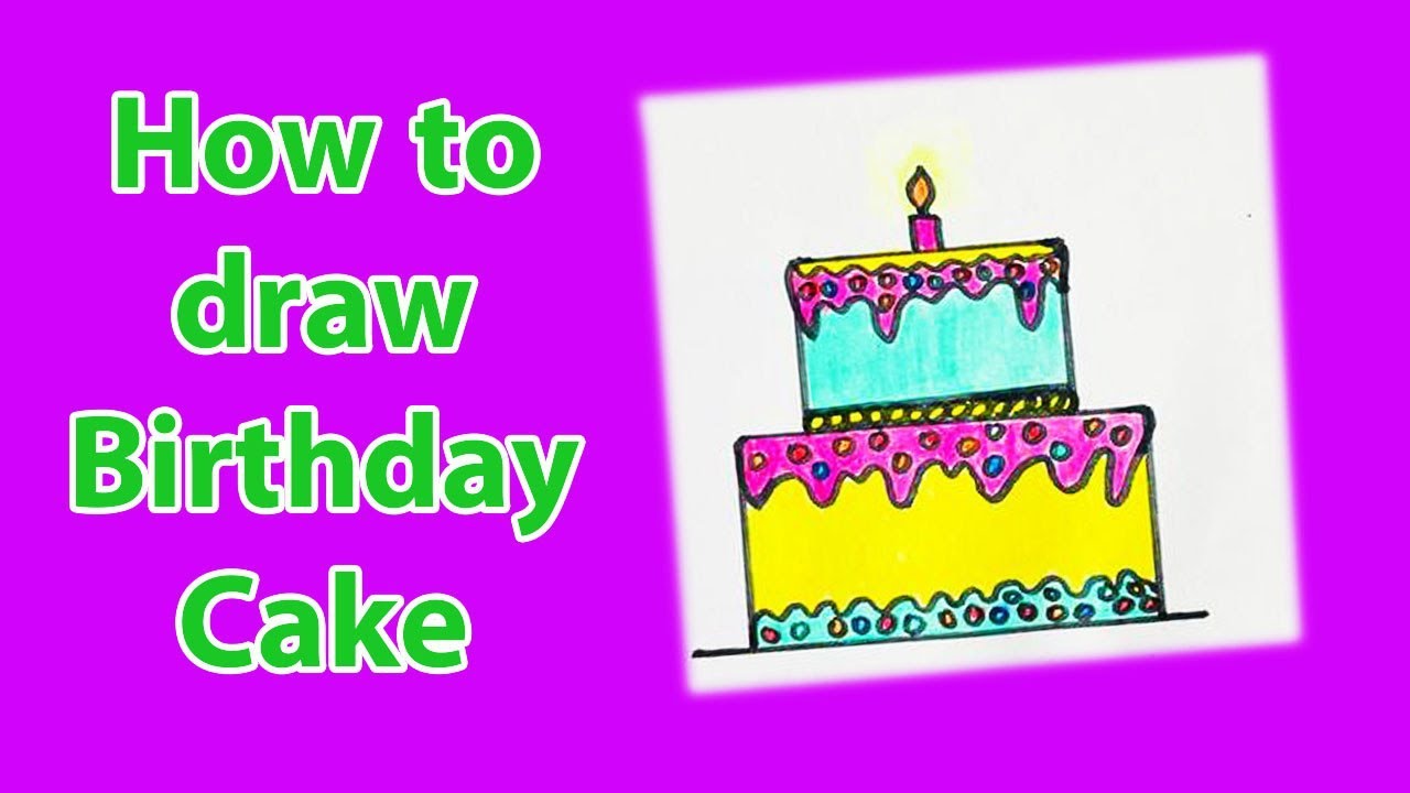 How to draw a birthday cake - easy drawing step by step - YouTube