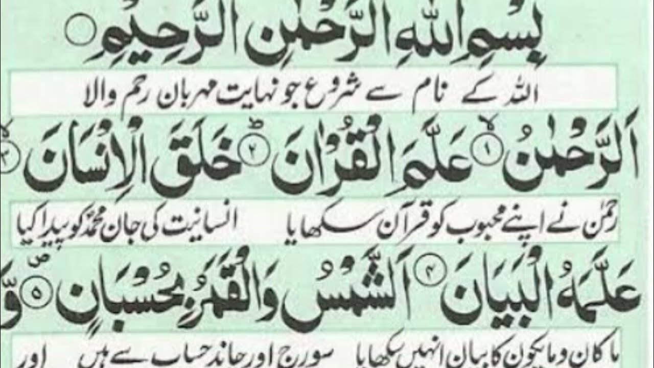 Surah Ar-Rahman Repeat {Surah Rahman With HD Text} Word by Word Tilawat ...