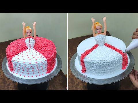 New Barbie doll Cake design | Doll Cake design | red white combination Doll Cake design