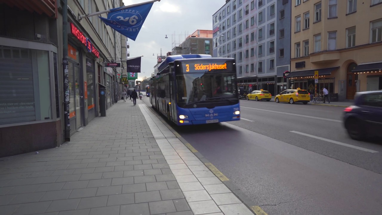Sweden, Stockholm, bus 3 ride from MEDBORGARPLATSEN to SKANSTULL - YouTube