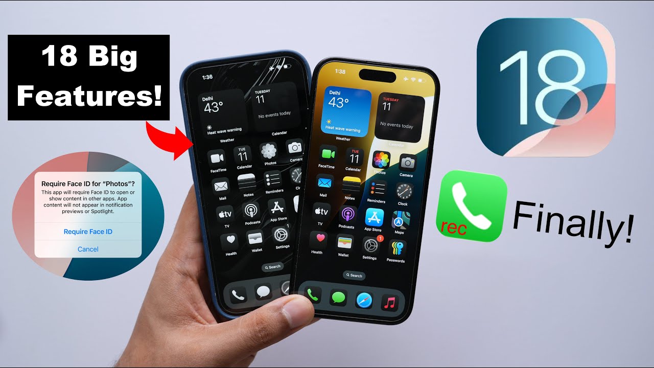 iOS 18 Released 🔥- Top 18 Features! App Lock, Call Recording etc ...