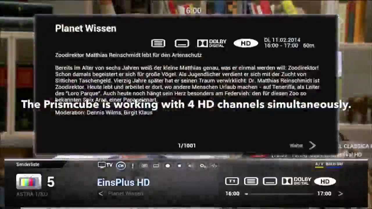 Prismcube Ruby verarbeitet 4 HD-Sender ( zwei HD-Sender gleichzeitig aufnehmen) - YouTube