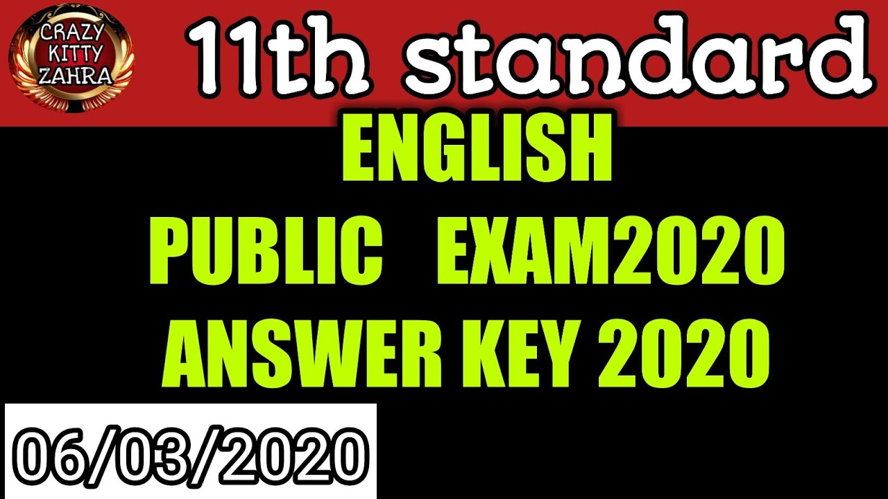 11th English Public Exam2020 Answer Key 11th English Public Exam 11th English Public Exam2020 Answer Key 11th English Public Exam