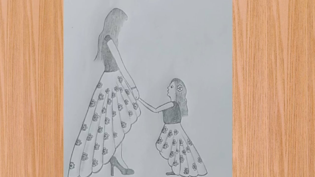 Mother Daughter Twining Drawing step by step| Tutorial | Mother's Love ...