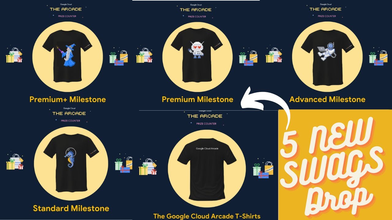 Google Cloud Qwiklabs Arcade 5 New Swags Reveal || Arcade T-shirt Swags ...