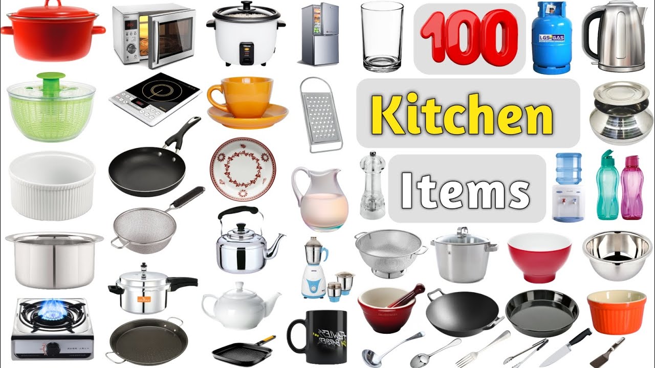 Kitchen Vocabulary ll 100 Kitchen Accessories Name In English With ...