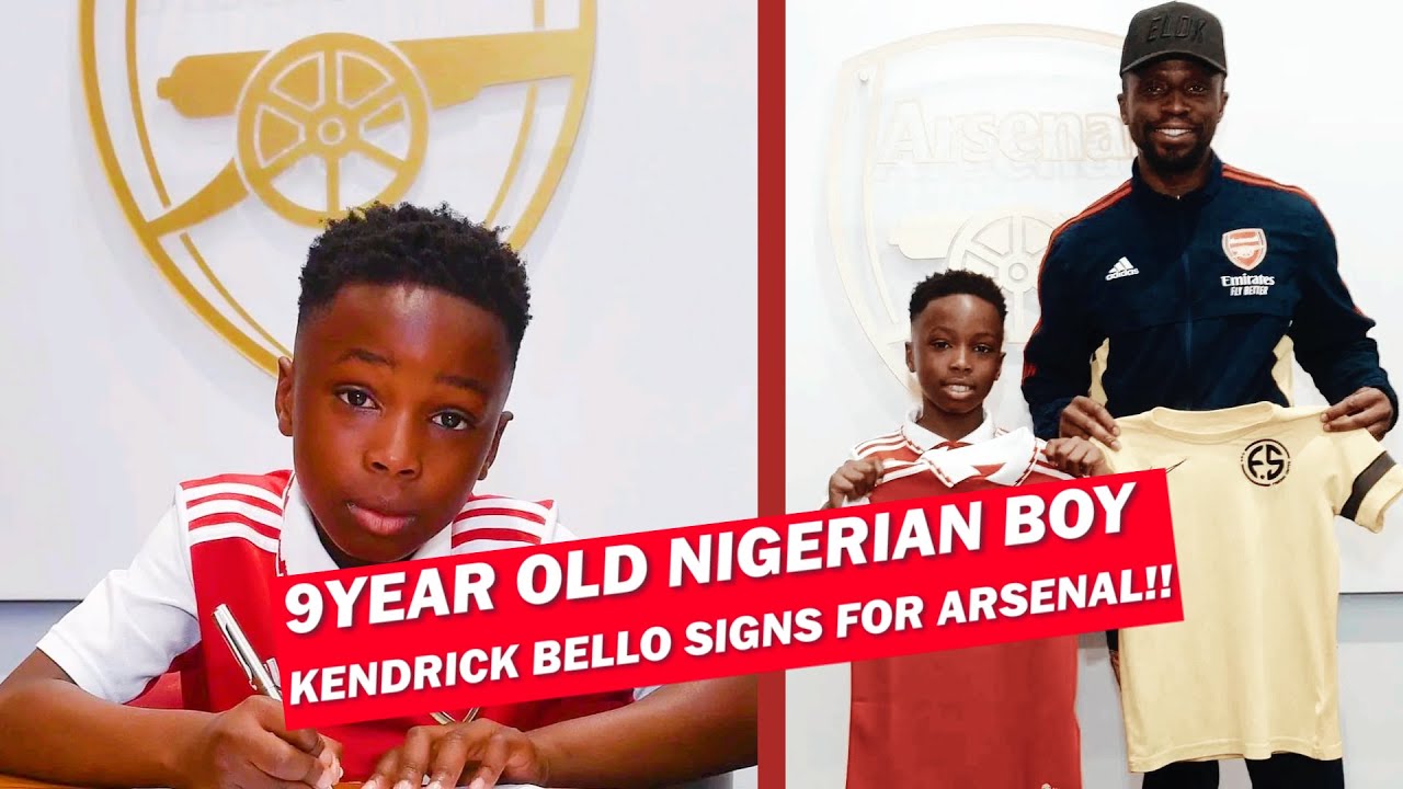 Arsenal signs 9year old Nigerian🇳🇬 boy Kendrick Bello at their football ...