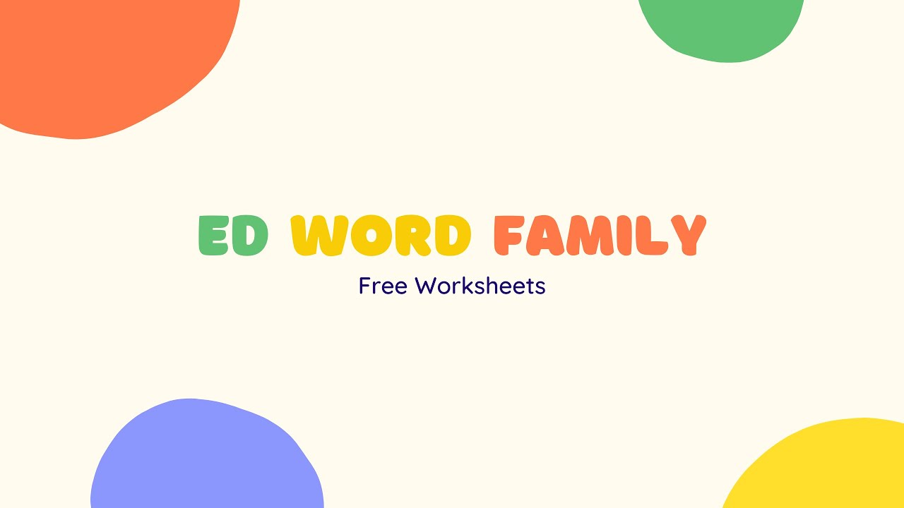 FREE - ED WORD FAMILY CVC BLEND WORKSHEET WORDS FAMILIES READING ...