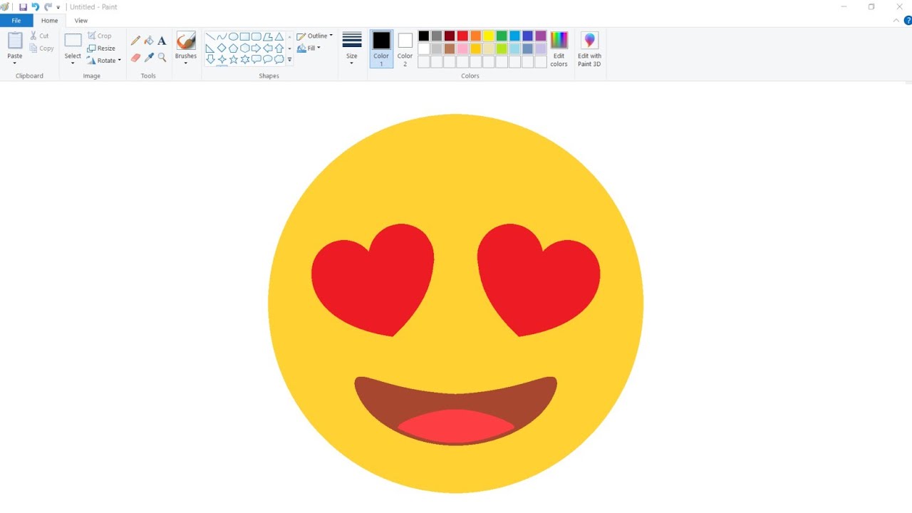 How to draw WhatsApp Emoji Smiley in Ms Paint | Smiley Drawing step by ...