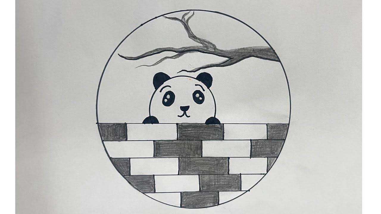 Circle Drawing . panda Drawing 😃Easy circle scenery ️: Panda drawing in ...
