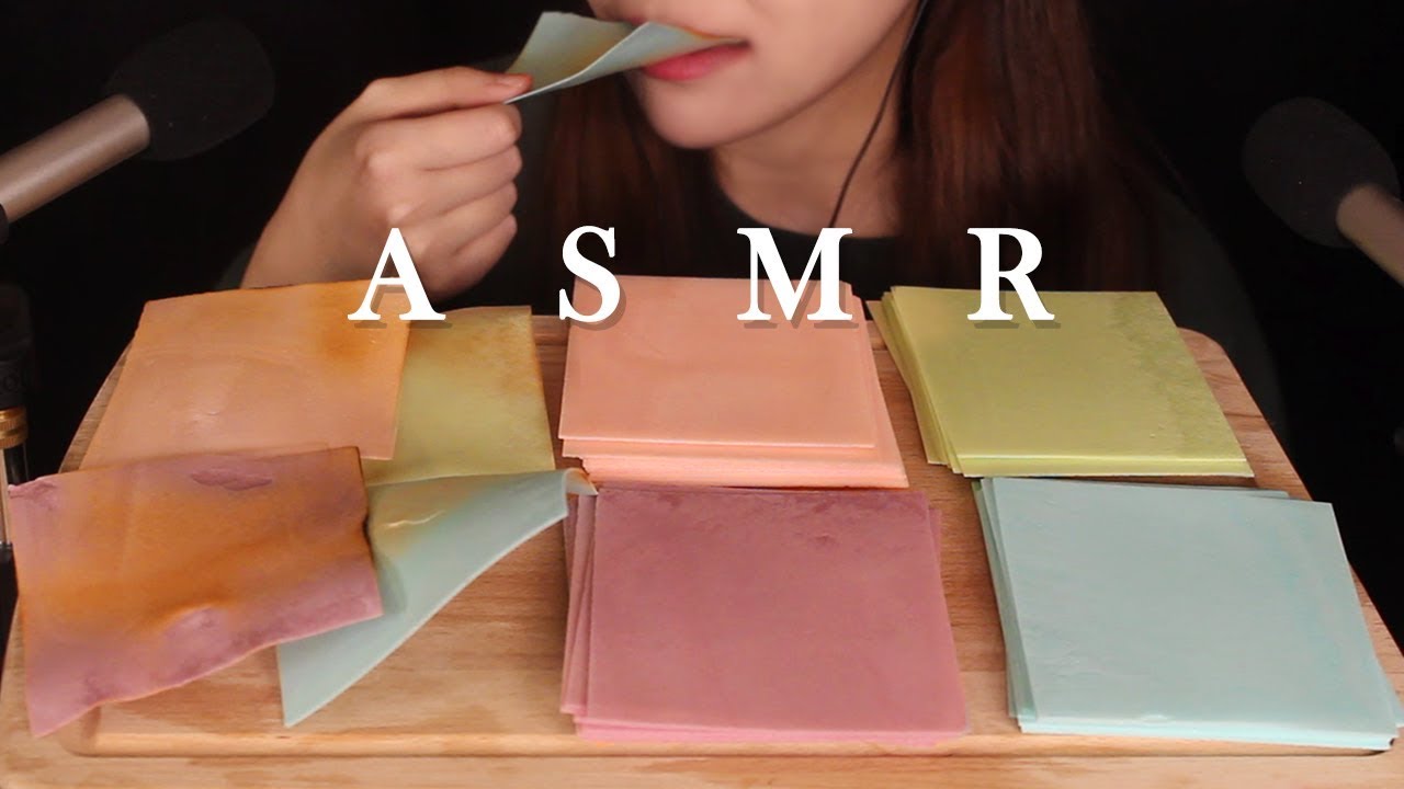 ASMR Edible Papers Eating Sound Mukbang 먹는 색종이 리얼사운드 먹방 | Eng Sub - YouTube