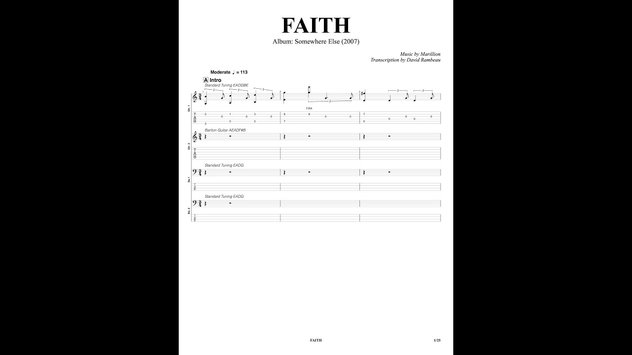Learn to play "Faith" (Marillion) with Tab - YouTube