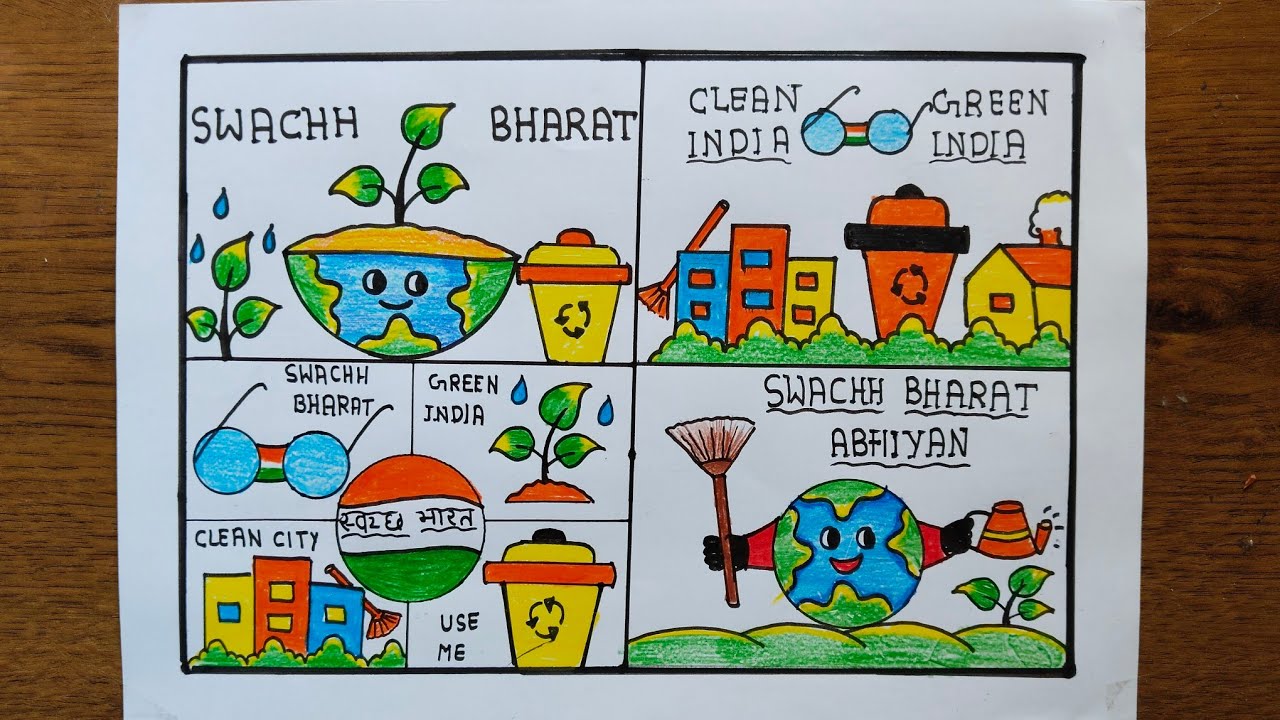 Swachha Bharat Abhiyan Poster Drawing / Swabhav Swachhata Sanskar ...