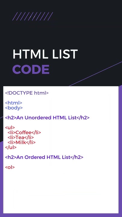 HTML Examples || HTML Basic || HTML List | Learn Coding Quick #shortvideo#html#coding#shorts ...