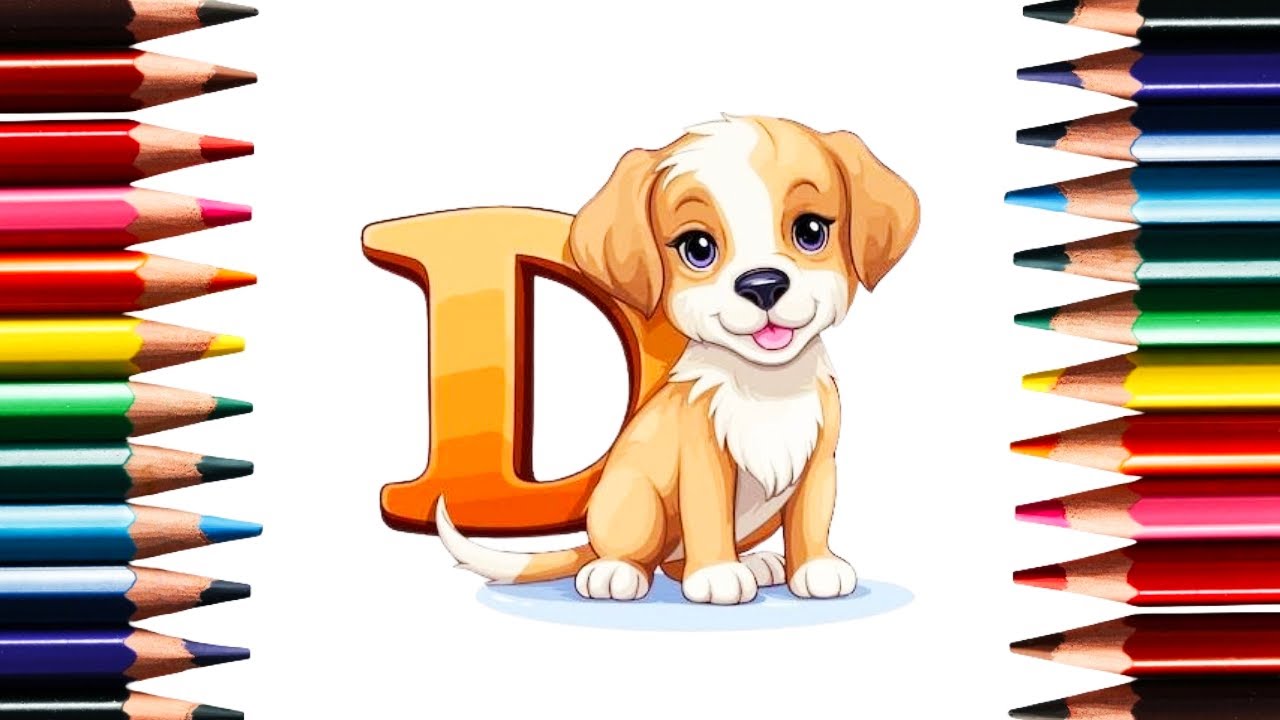 Alphabet D | D for Dog, Coloring and Learning | Learning Lesson for ...