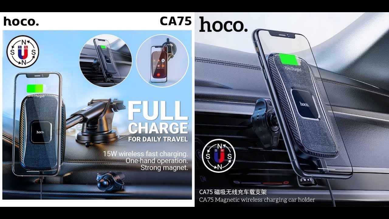 HOCO CA75 Magetic Wireless Charging CAR HOLDER ที่วางโทรศัพท์ในรถยนต์ แบบแม่เหล็ก + ชาร์จไร้สาย ...
