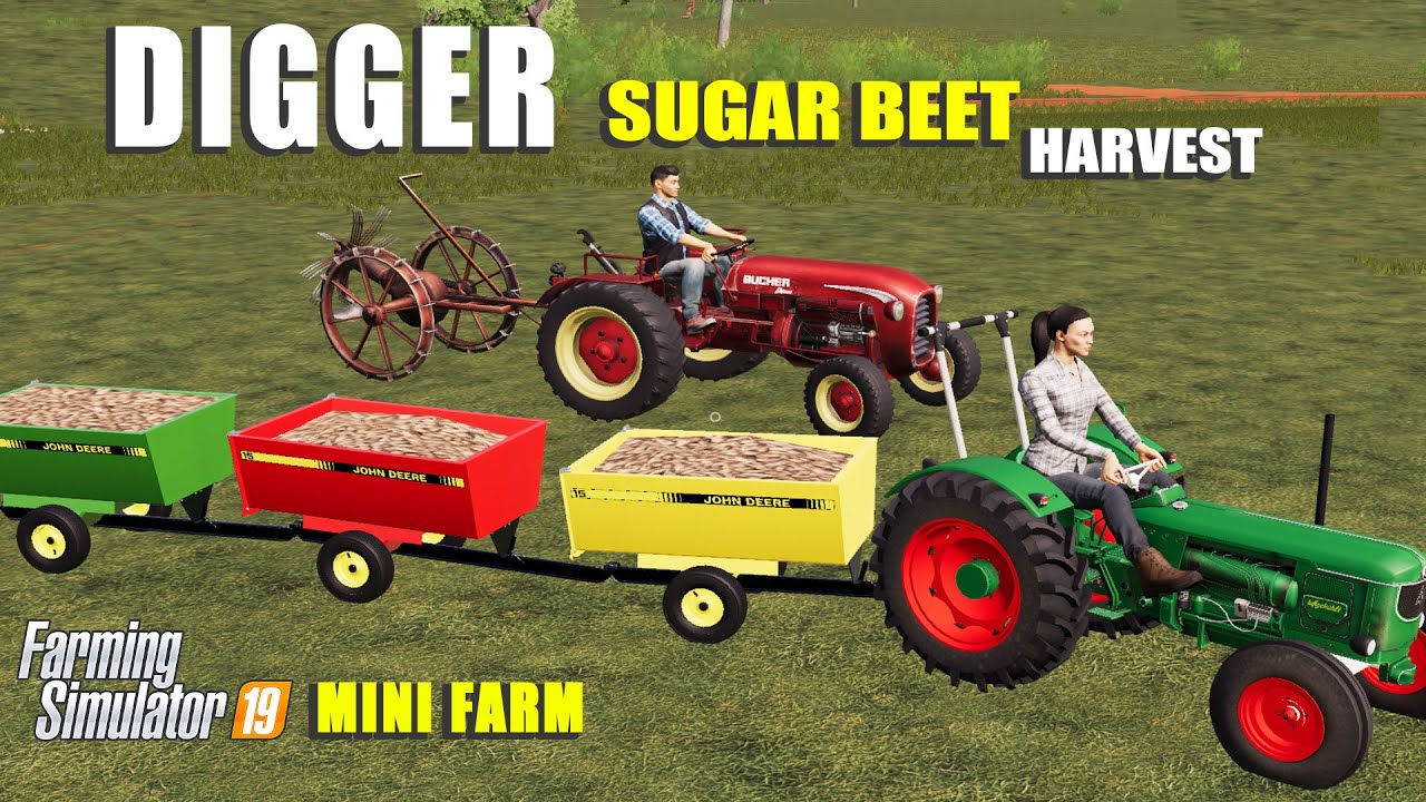 Sugar Beet Harvest with Digger & Lawn Tractors! Mini Farm #8 |Farming ...