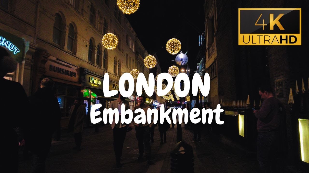 Christmas Lights in London Walking from Embankment to The South Bank ...