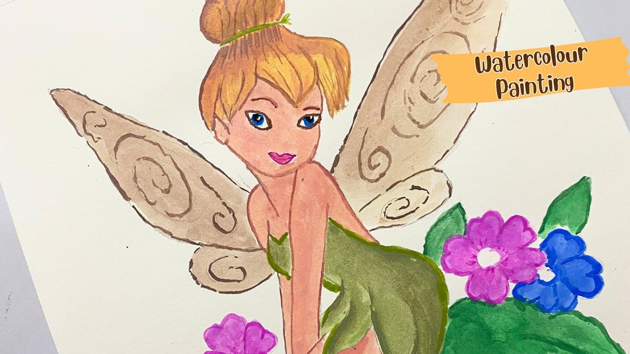 Tinker Bell Painting | Disney Character Watercolour painting | Easy ...