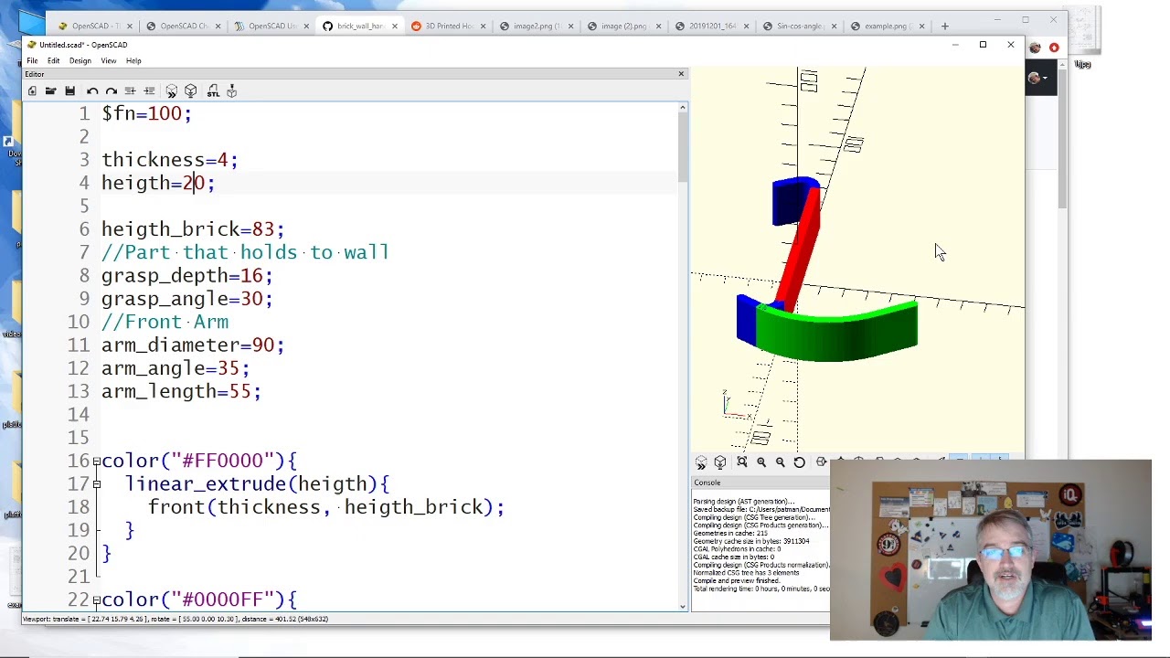 Live: Openscad design Brick Wall Hanger - YouTube