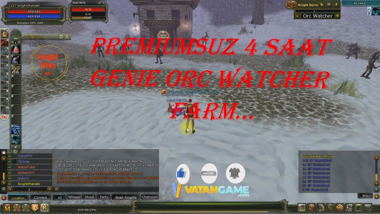 Premiumsuz genie 4 saat orc watcher farm l Knight Online - YouTube